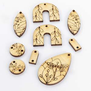 Laser Cut Wood Pop-Out Shapes Garden Foliage 9pc card – Beads N Crystals